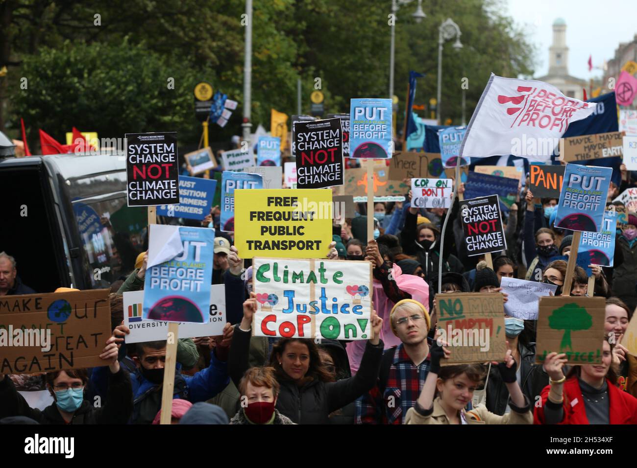 People take part in a climate change protest in Dublin. Picture date ...
