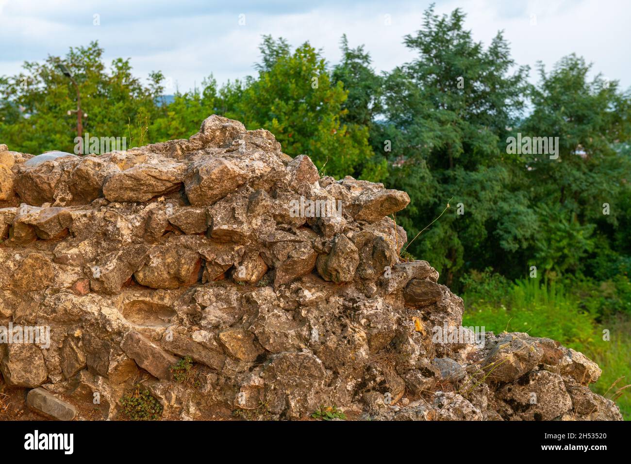 fragment of a beautiful almost destroyed wall of stone Stock Photo - Alamy