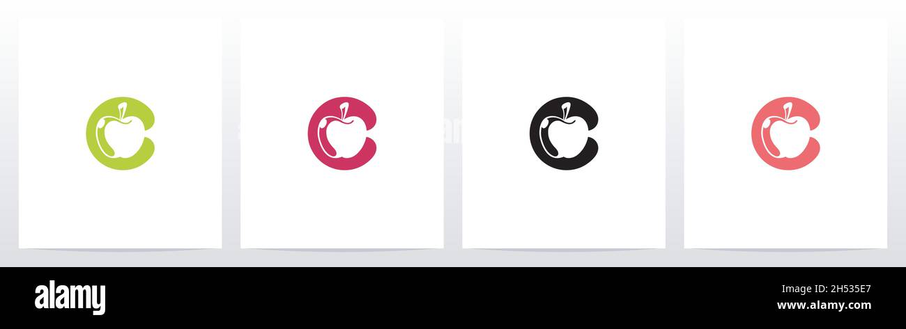 Apple On Letter Logo Design C Stock Vector Image & Art - Alamy