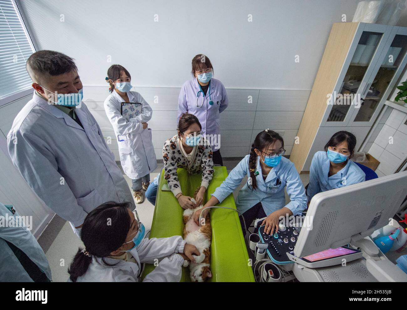(211106) -- BEIJING, Nov. 6, 2021 (Xinhua) -- Fan Kai (1st, L) and his ...