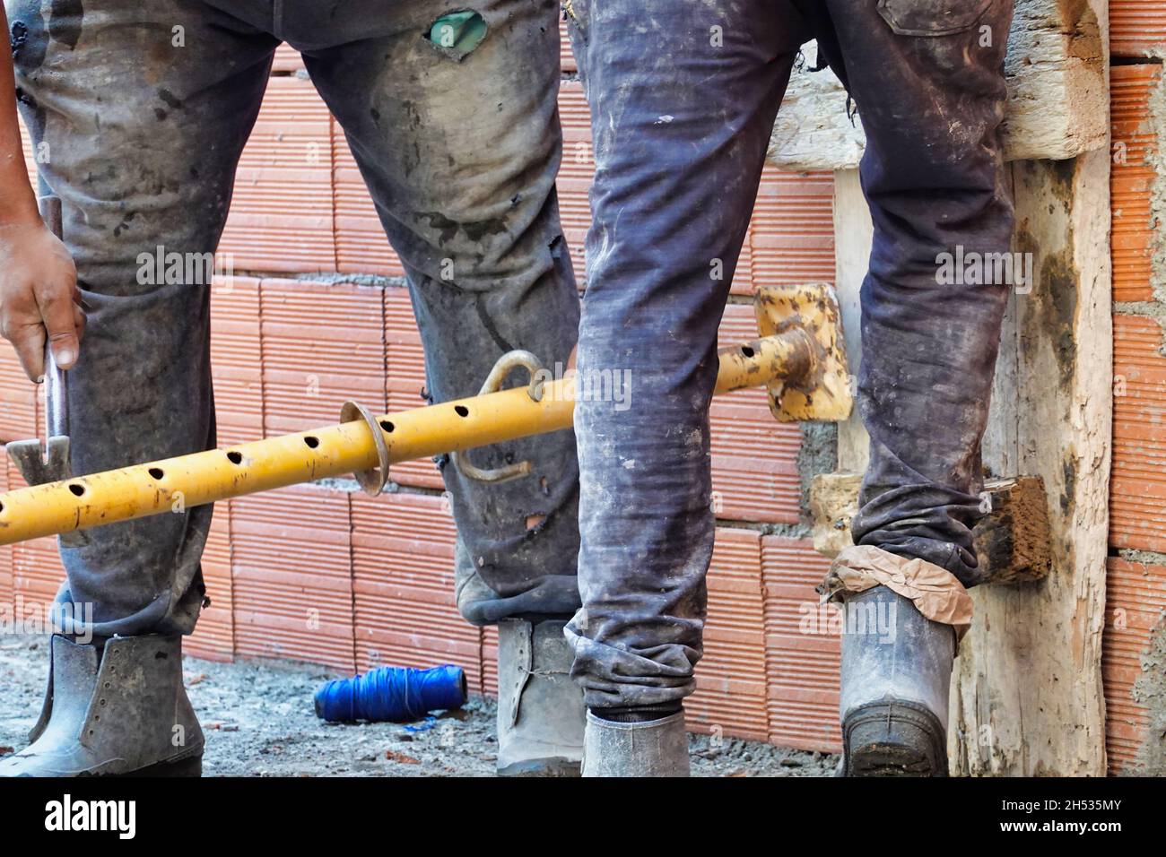 Construction process and pieces of equipment of building a house Stock ...