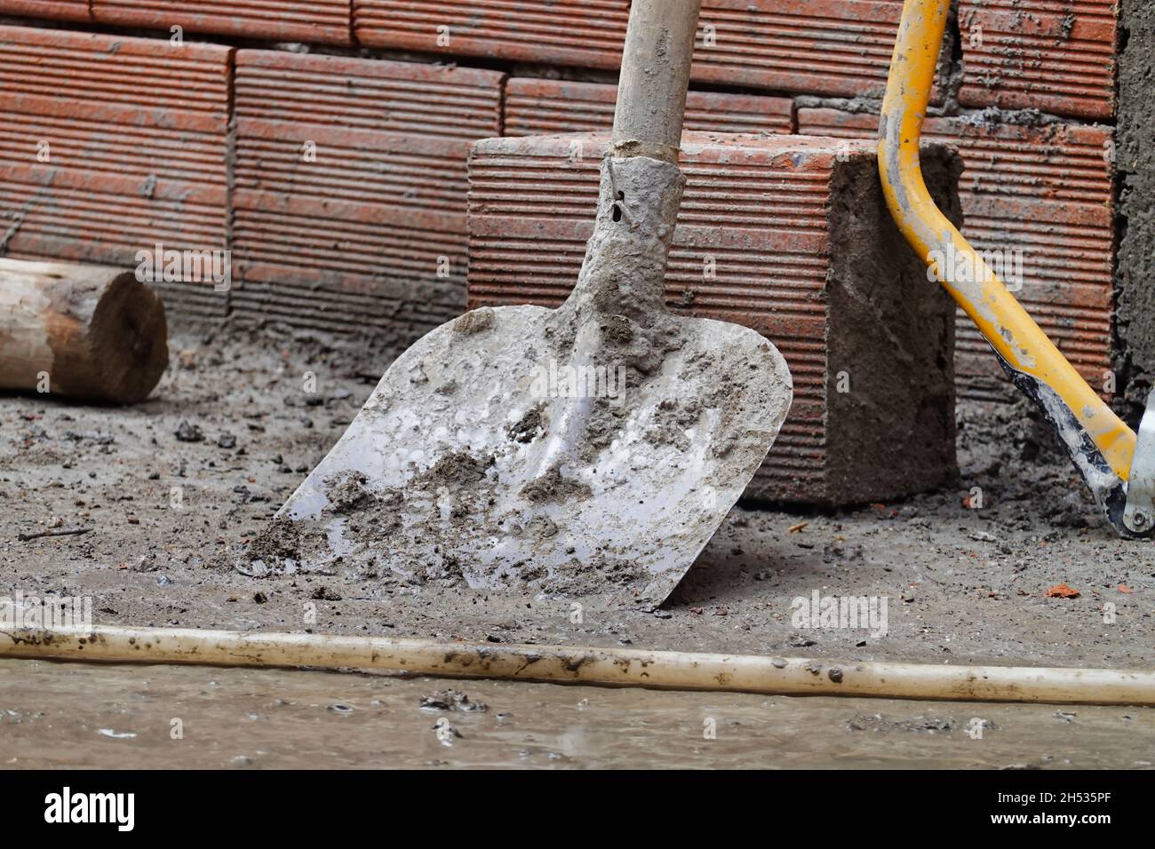 Construction process and pieces of equipment of building a house Stock ...