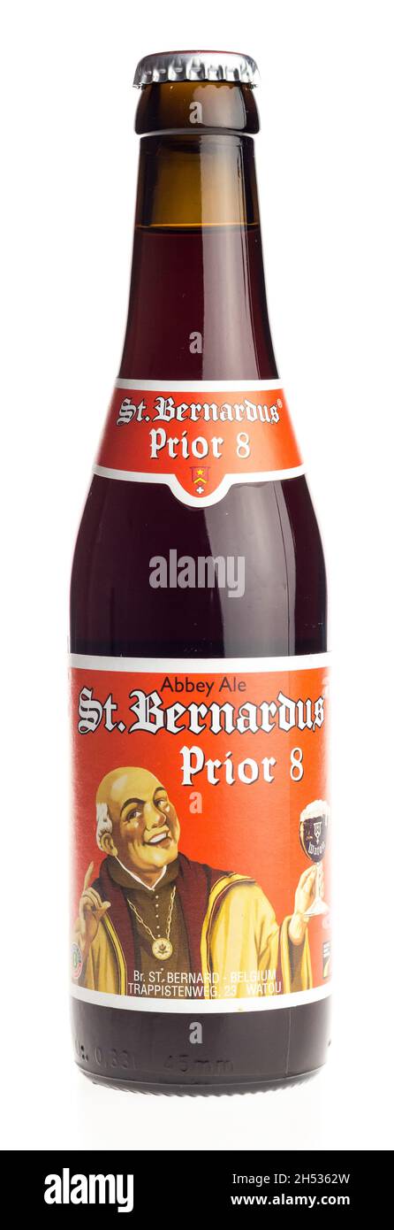 Bottle of Belgian St. Bernardus Prior 8 beer isolated on a white ...
