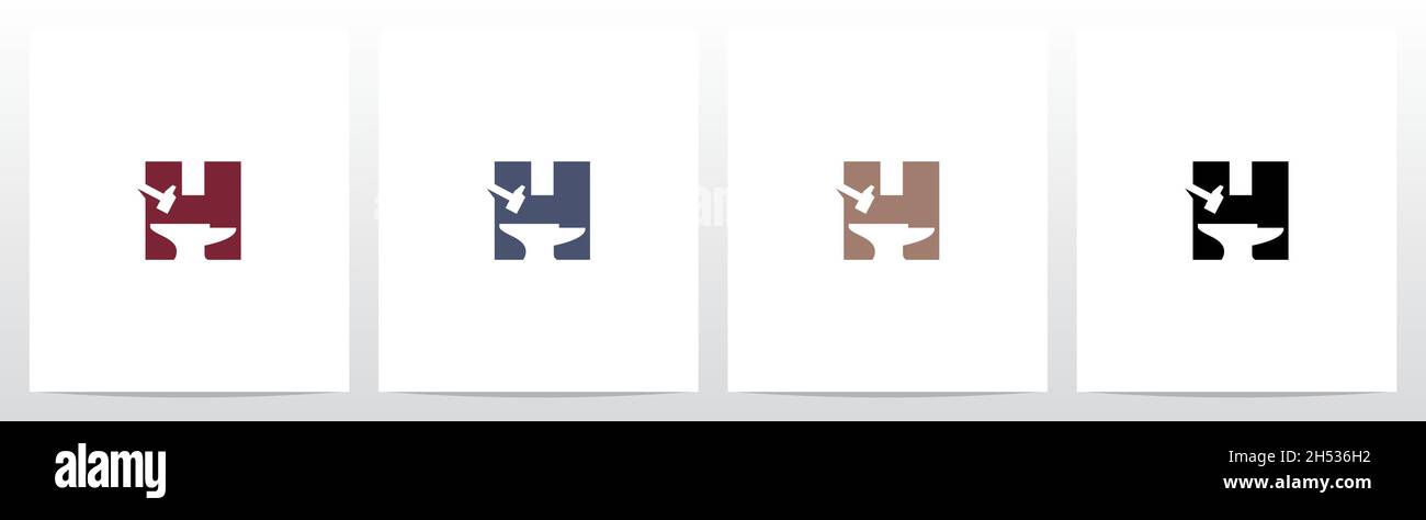 Anvil And Hammer On Letter Logo Design H Stock Vector Image & Art - Alamy