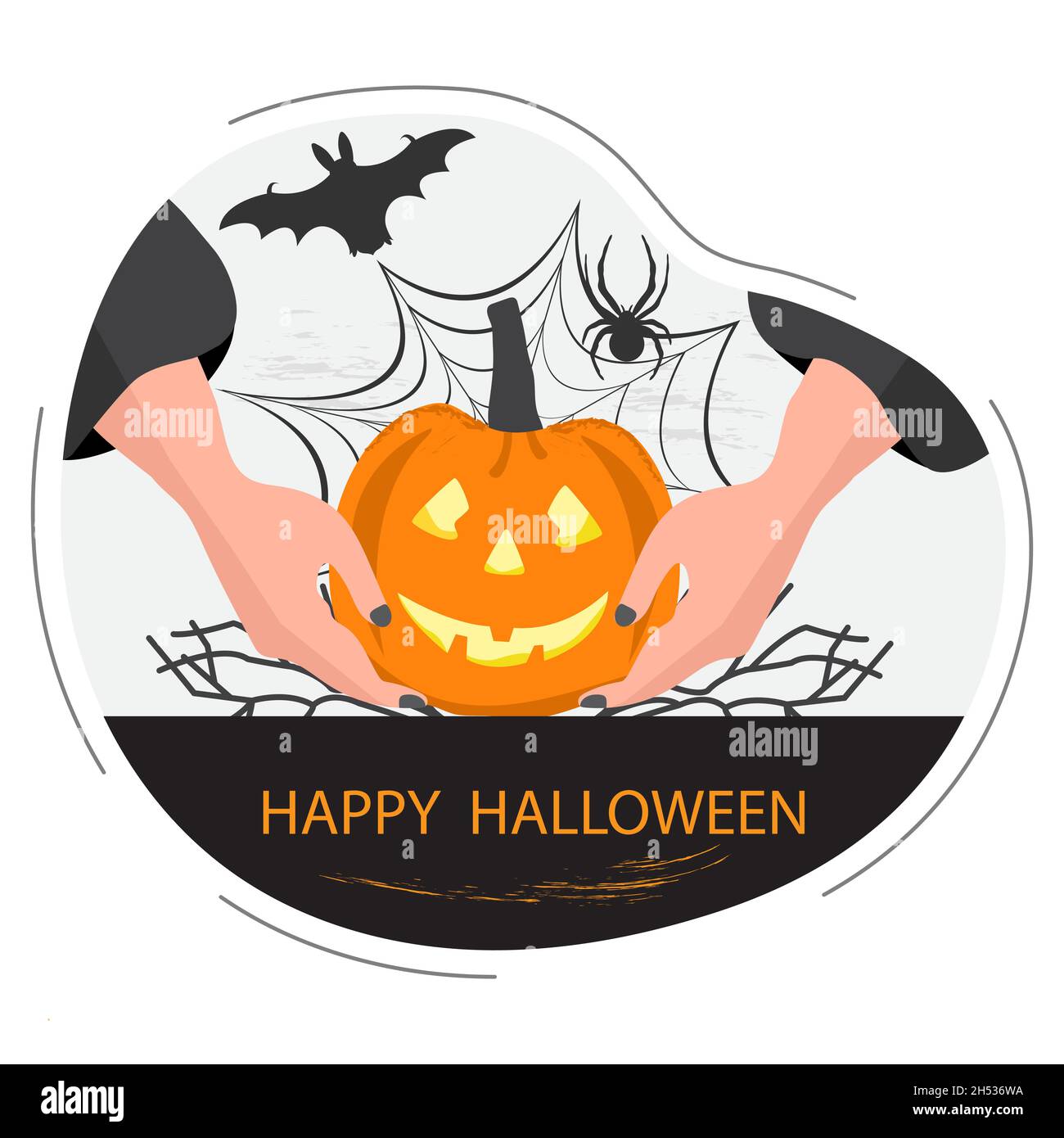 Halloween party. Vector illustration inscription Happy Halloween ...