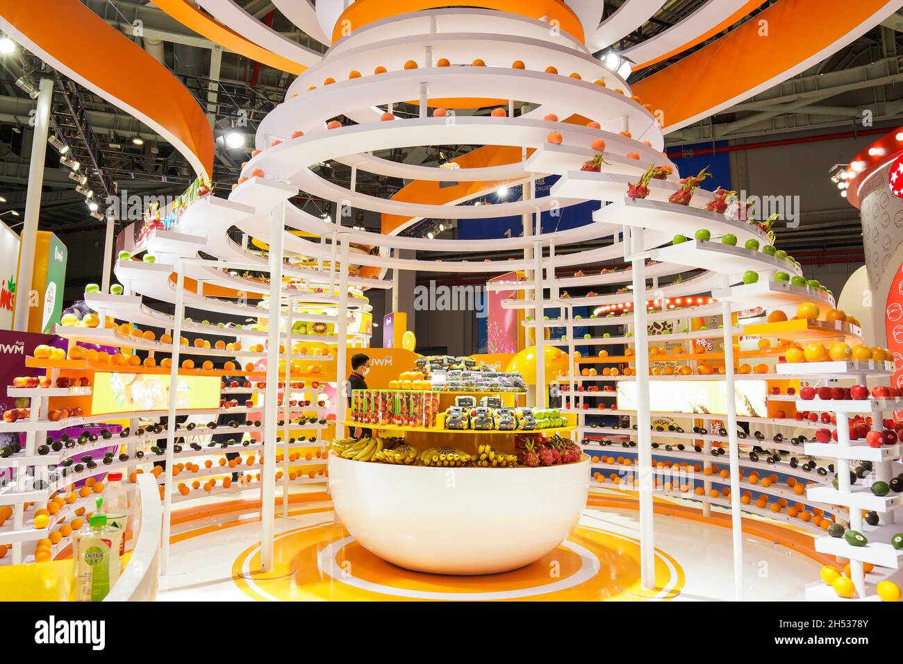 Shanghai. 6th Nov, 2021. Fruits are on display at the Food and ...