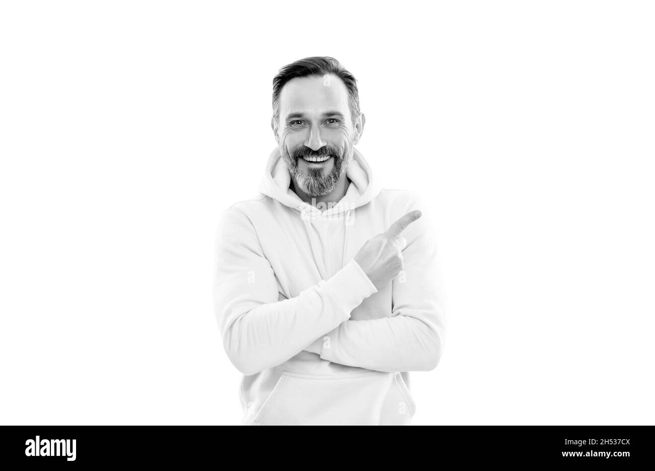 Man pointing fingers yellow background Black and White Stock Photos ...