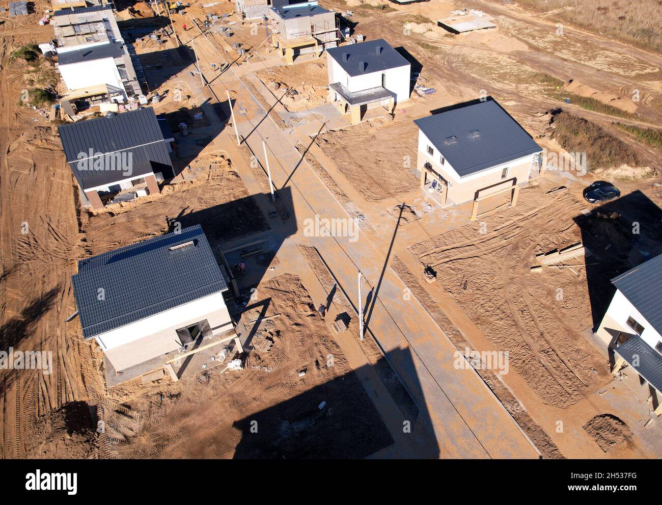 Building a country house of expanded-clay concrete blocks. Unfinished ...