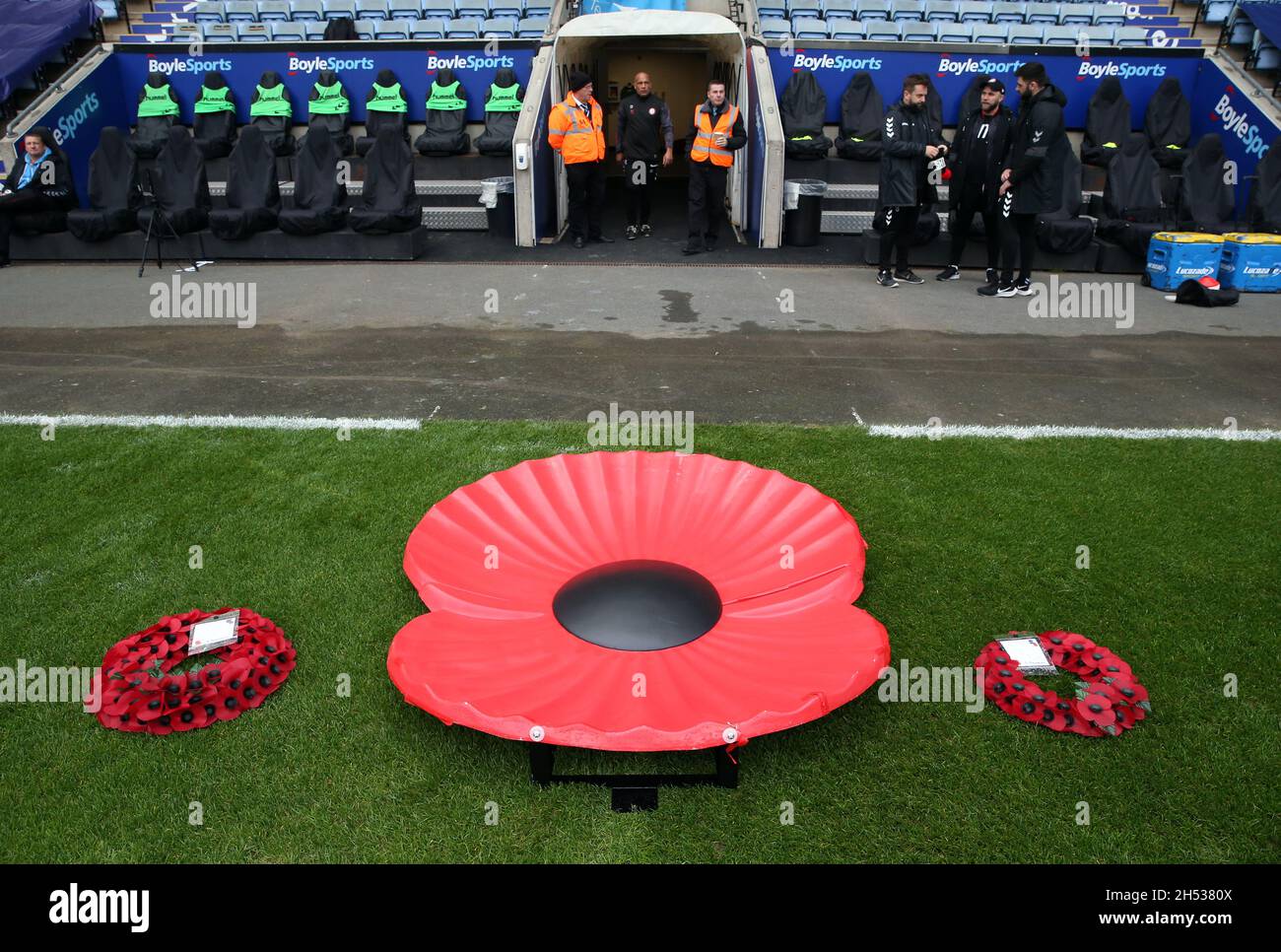 Poppies on the pitch for Remembrance Sunday prior to kick-off before ...