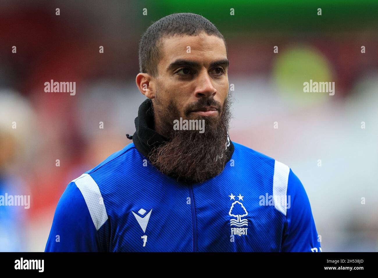 Lewis Grabban #7 of Nottingham Forest warming up before the game Stock ...