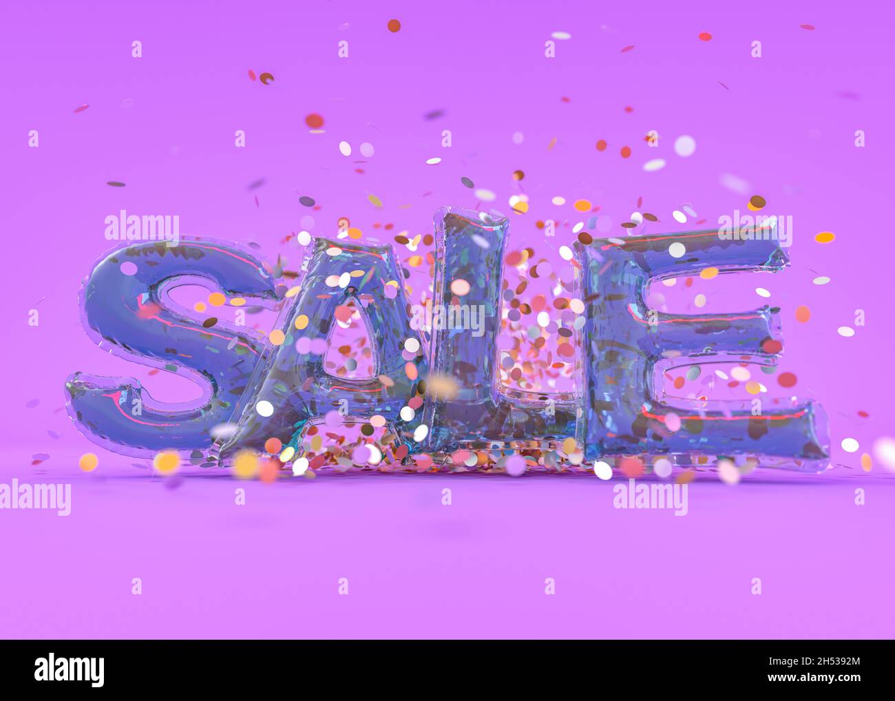 Words Sale made of inflatable balloons on pink background with glitter ...