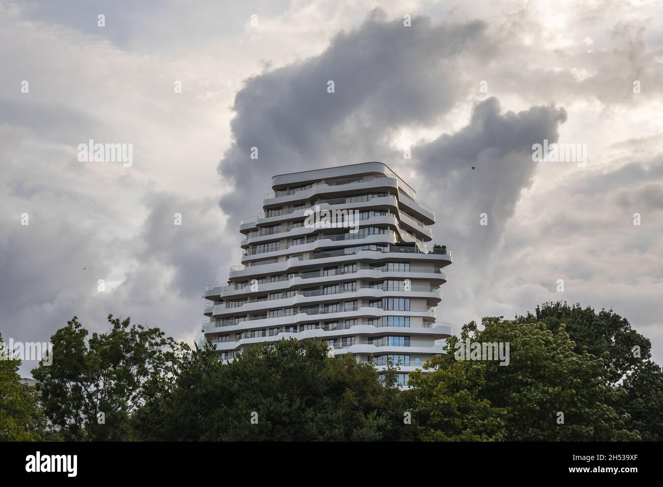 Modern apartment building in Burgas on the Bulgarian Black Sea Coast in ...