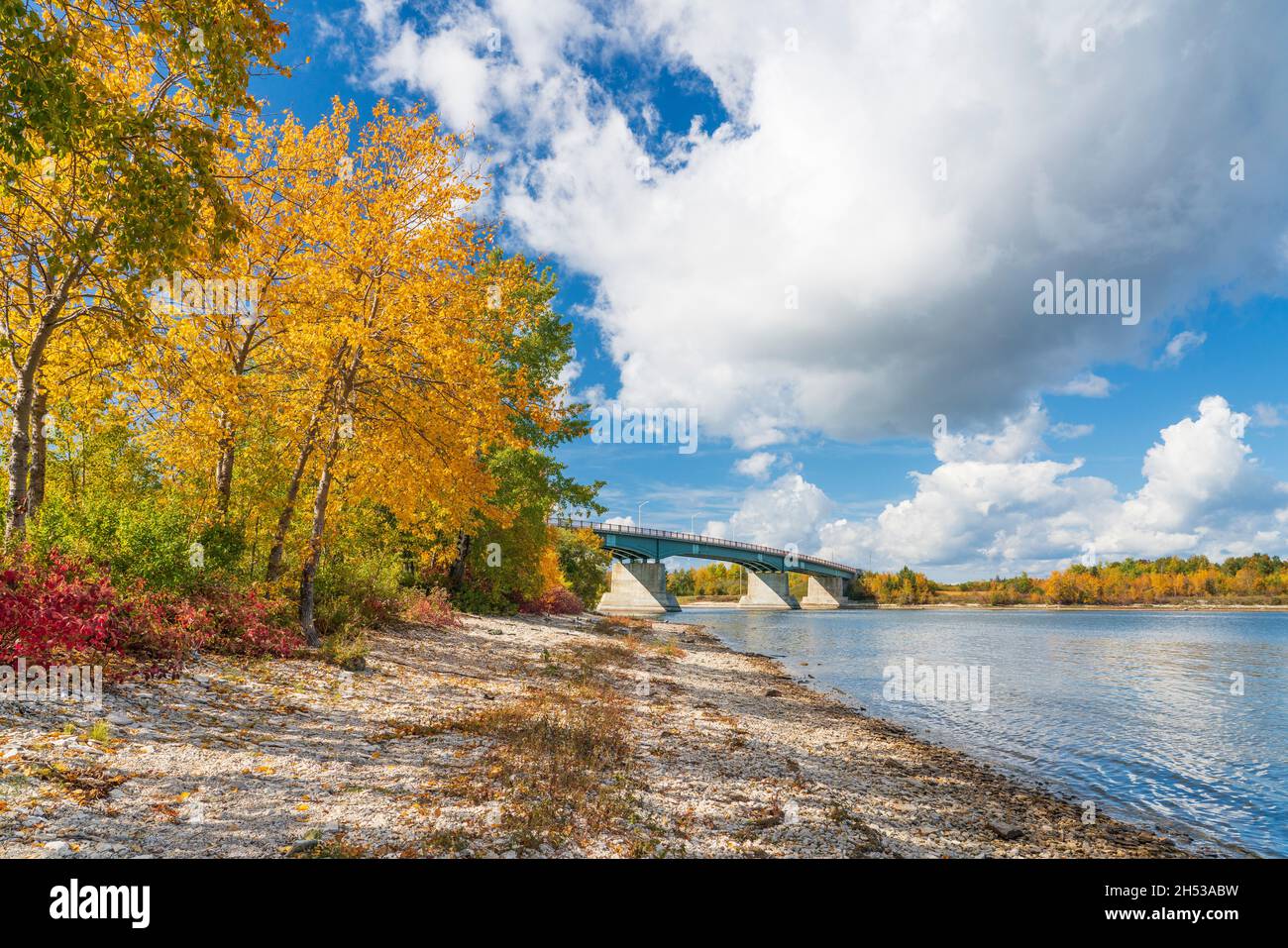 Fall foliage color at Grand Rapids, Manitoba. Canada Stock Photo - Alamy