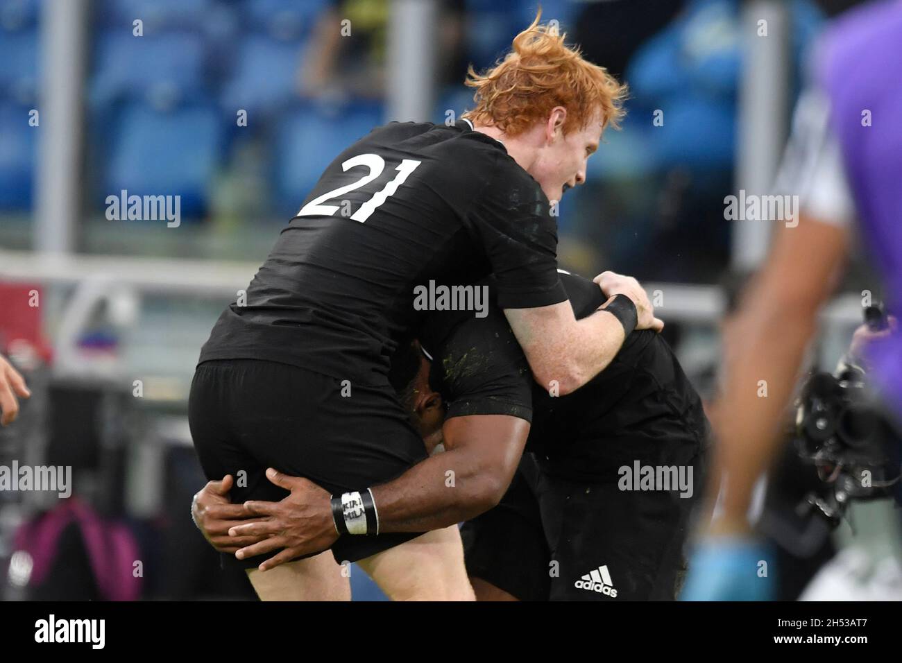 Rome, Italy. 06th Nov, 2021. Celebrations after try of Sevu Reece of ...