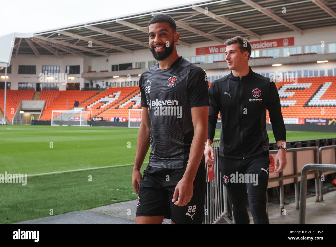 Cj Hamilton #22 of Blackpool arrives at Bloomfield Road Stock Photo - Alamy