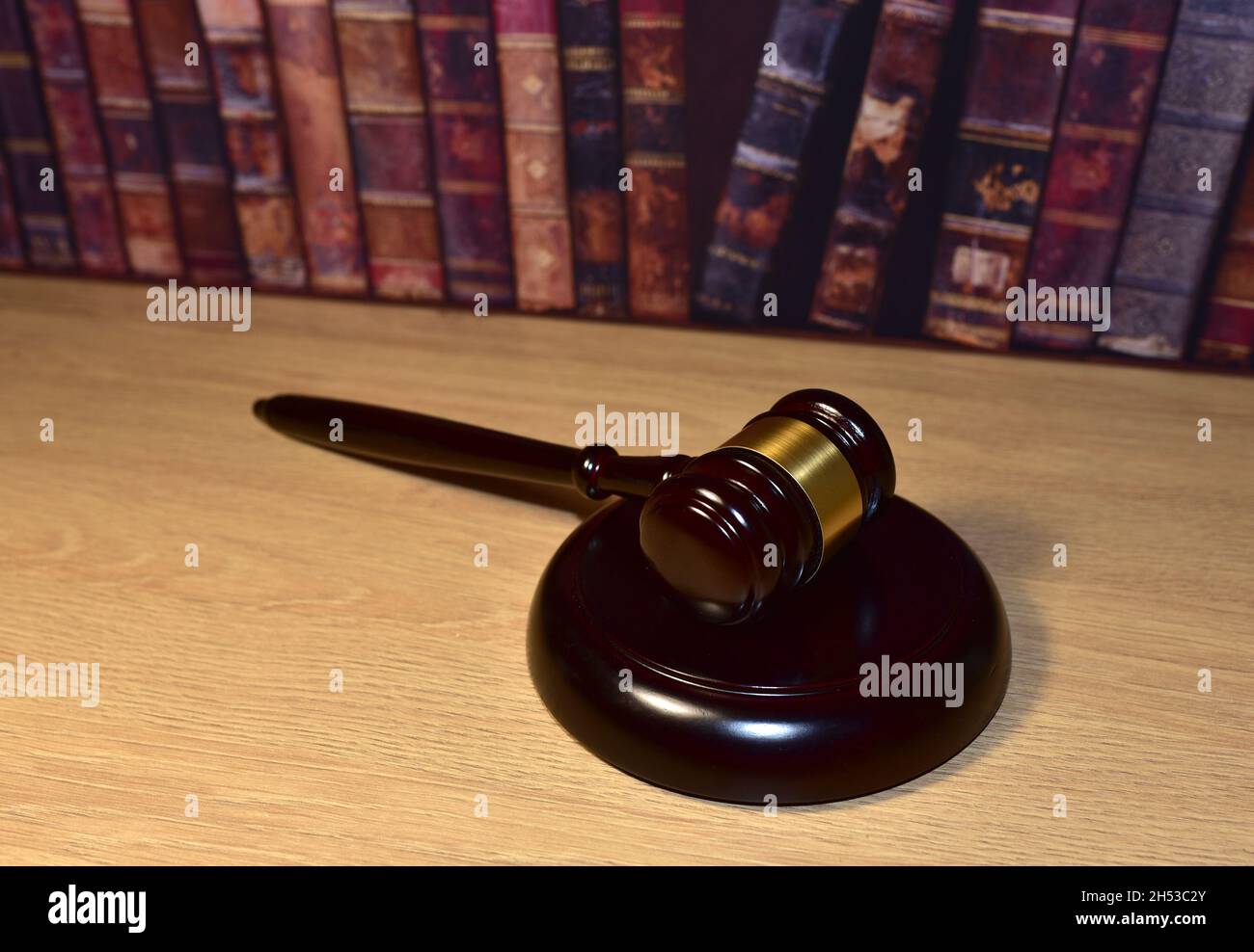 Judge hammer on table. Justice concept in courtroom. Mallet of judge on ...