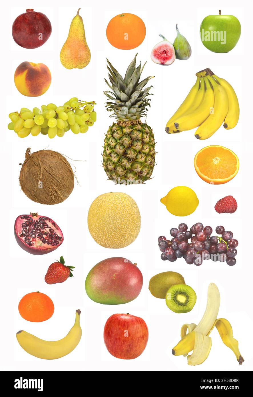 Set of fresh fruits isolated on white background Stock Photo - Alamy