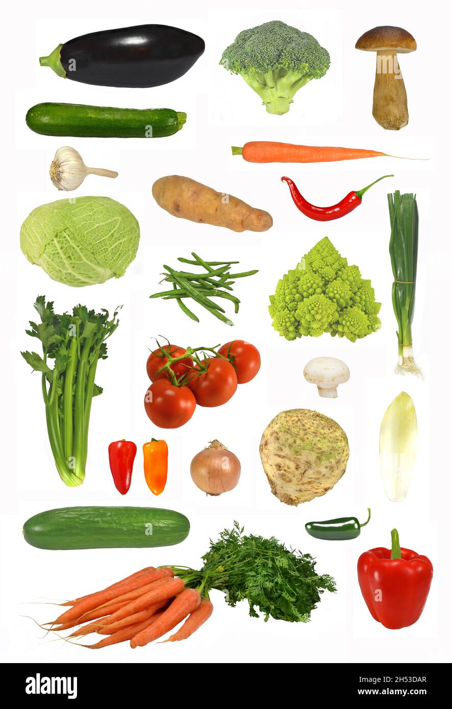Set of fresh vegetable isolated on white background Stock Photo - Alamy