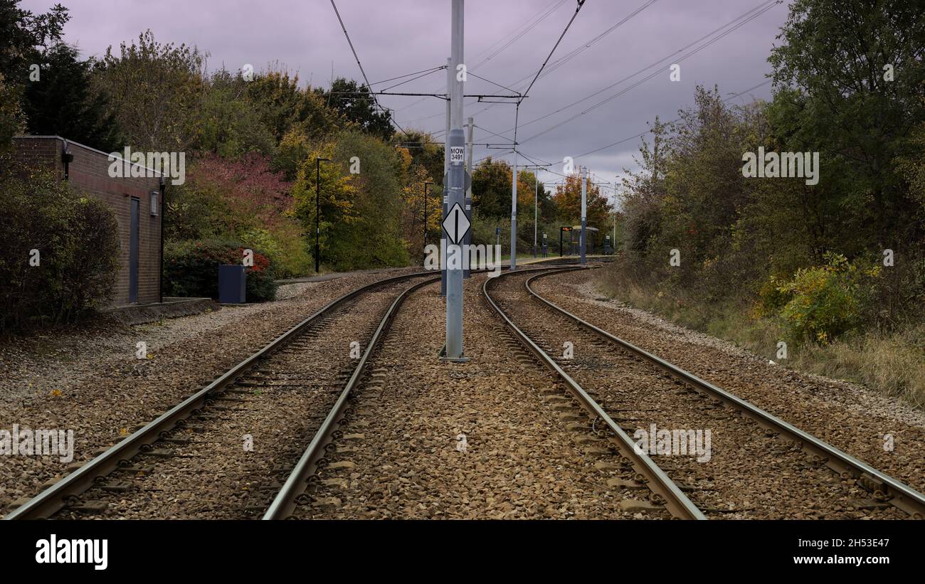 Tram lines looking towards moss way tram stop from Crystal Peaks in ...