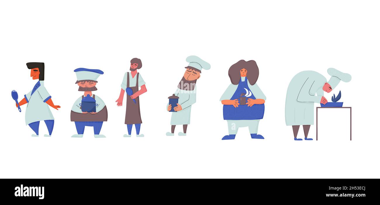 Cooks in uniform. Chefs collection. Professional masters set. Vector ...