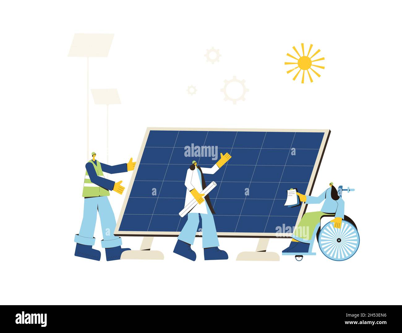 Renewable alternative electricity. Solar energy system installing ...