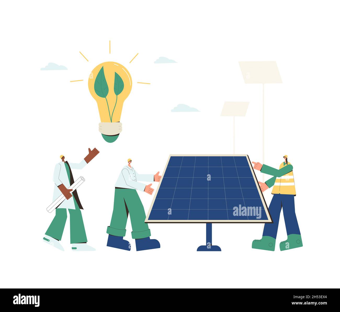Group of people installing solar panels hi-res stock photography and ...