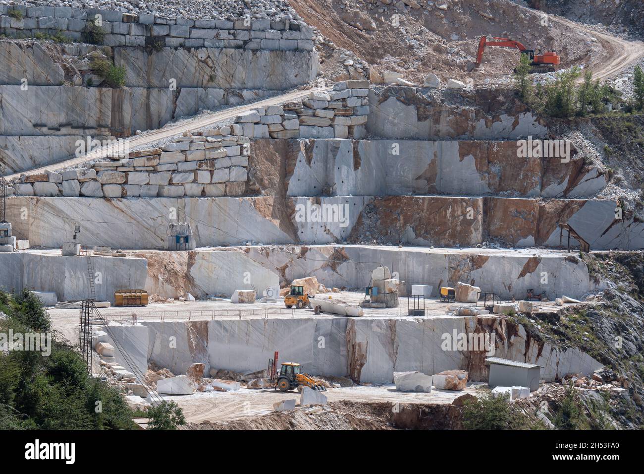 View of the Carrara Marble Quarries with Excavation Equipment ready for ...