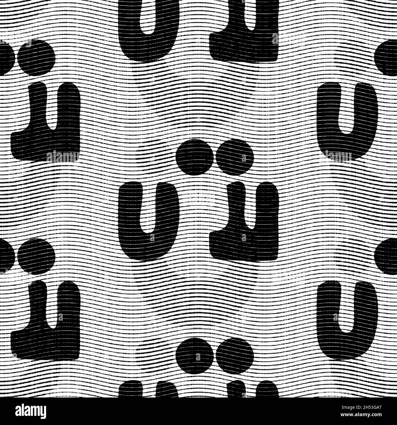 Seamless Geometric Black White Woven Herringbone Style Texture Two