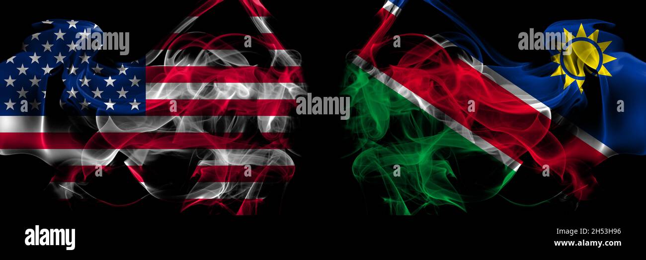 United States of America vs Namibia, Namibian smoke flags placed side ...
