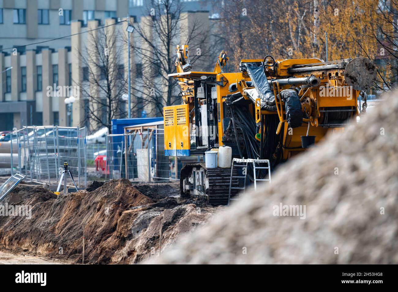 Riga, Latvia, November 2, 2021: construction site of the new Riga city ...