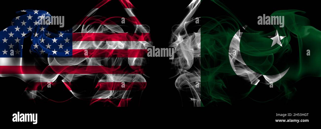United States of America vs Pakistan, Pakistani smoke flags placed side ...