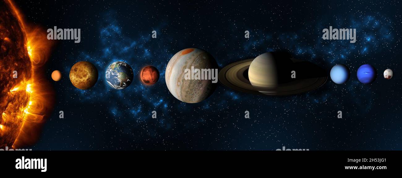 Solar system planet, comet, sun and star.Sun, mercury, Venus, planet ...