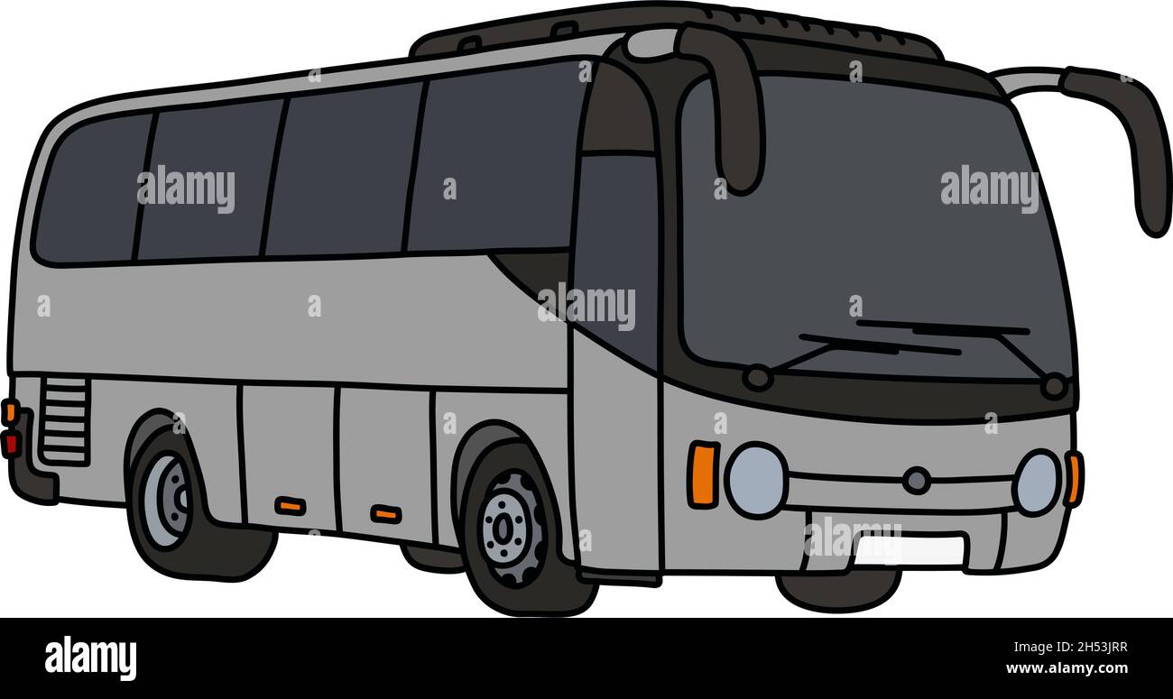 The vectorized hand drawing of a gray touristic bus Stock Vector Image ...