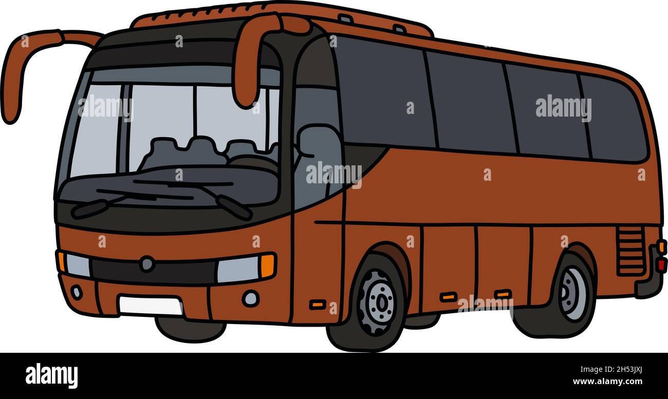 The vectorized hand drawing of a brown bus Stock Vector Image & Art - Alamy