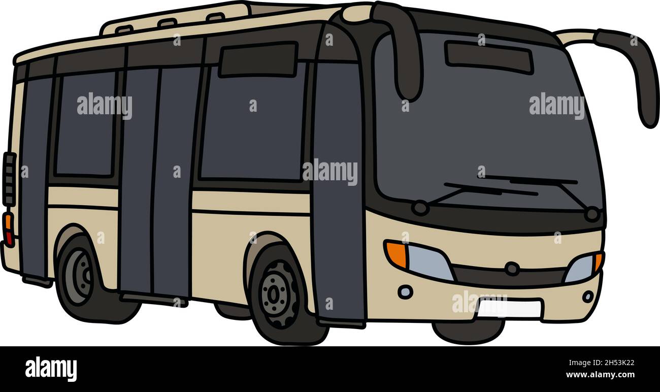 The vectorized hand drawing of a light beige city bus Stock Vector ...