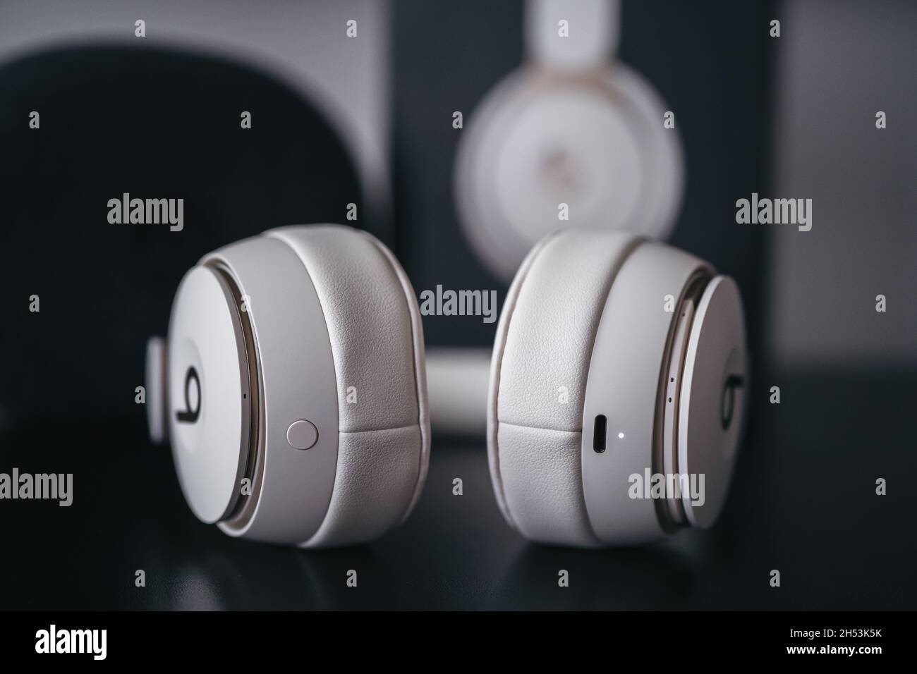 London | UK - 2021.10.09: Close up product photos of ivory Beats Solo ...
