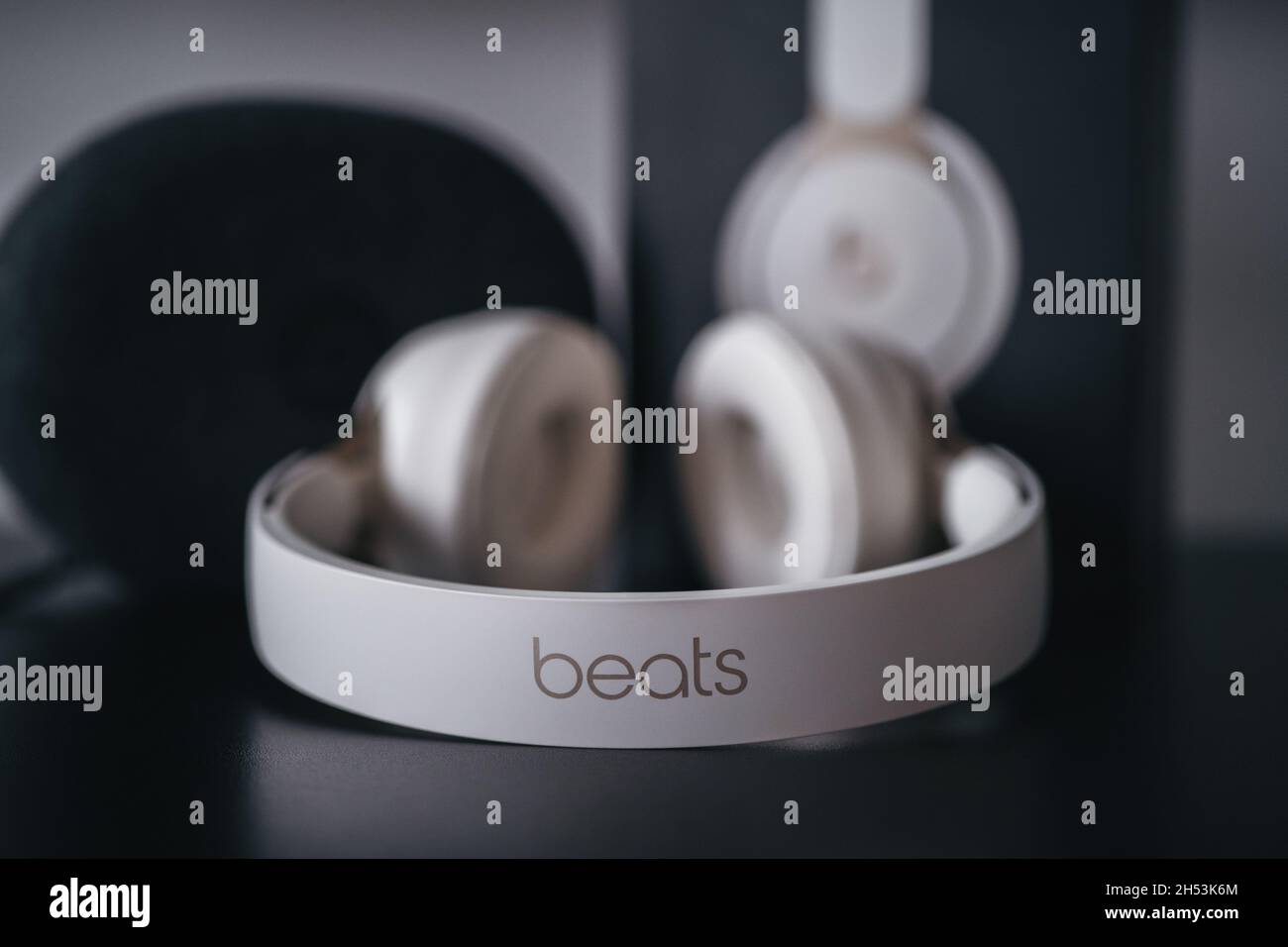London | UK - 2021.10.09: Close up product photos of ivory Beats Solo ...