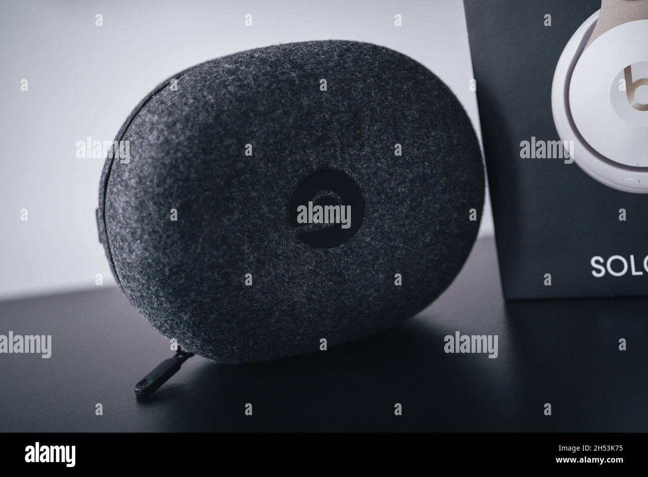 London | UK - 2021.10.09: Close up product photos of ivory Beats Solo ...