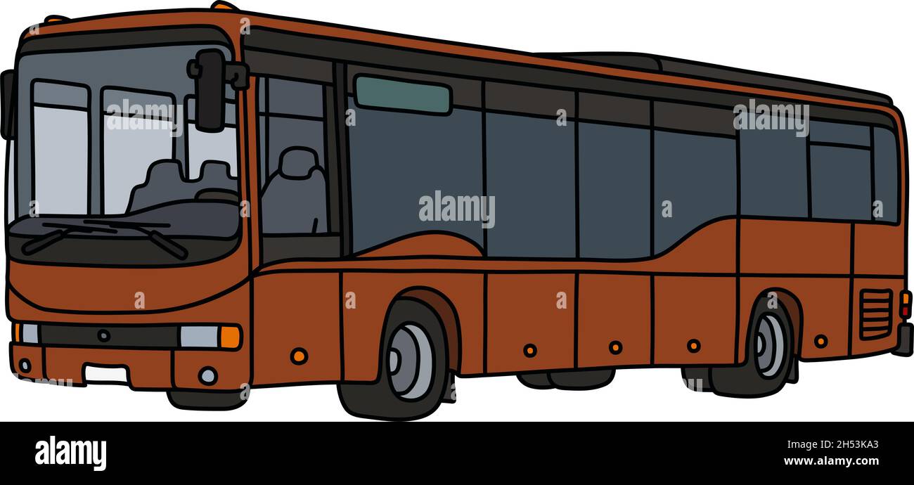 The vectorized hand drawing of a brown bus Stock Vector Image & Art - Alamy