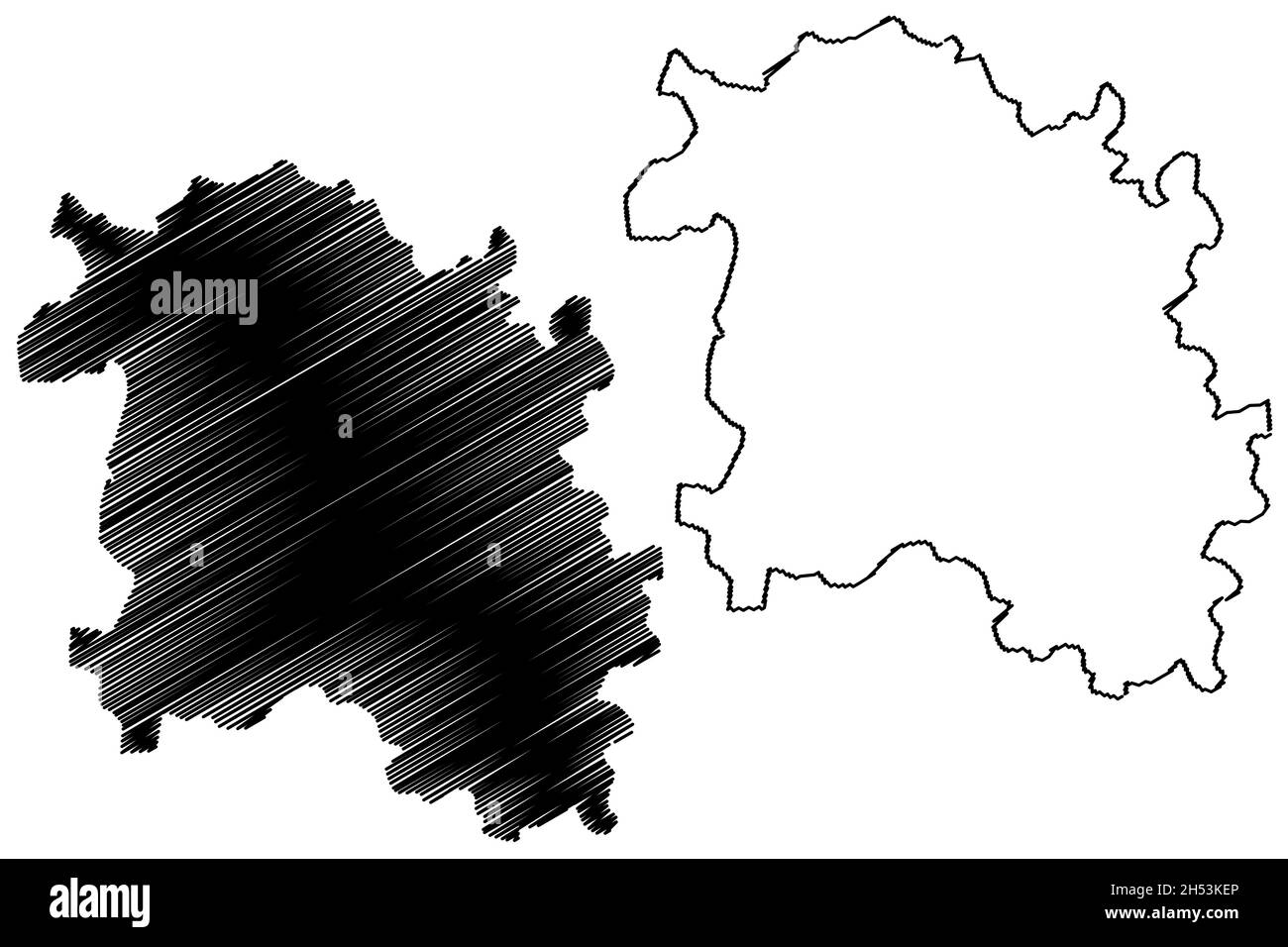 Sirsa district (Haryana State, Republic of India) map vector illustration, scribble sketch Sirsa ...