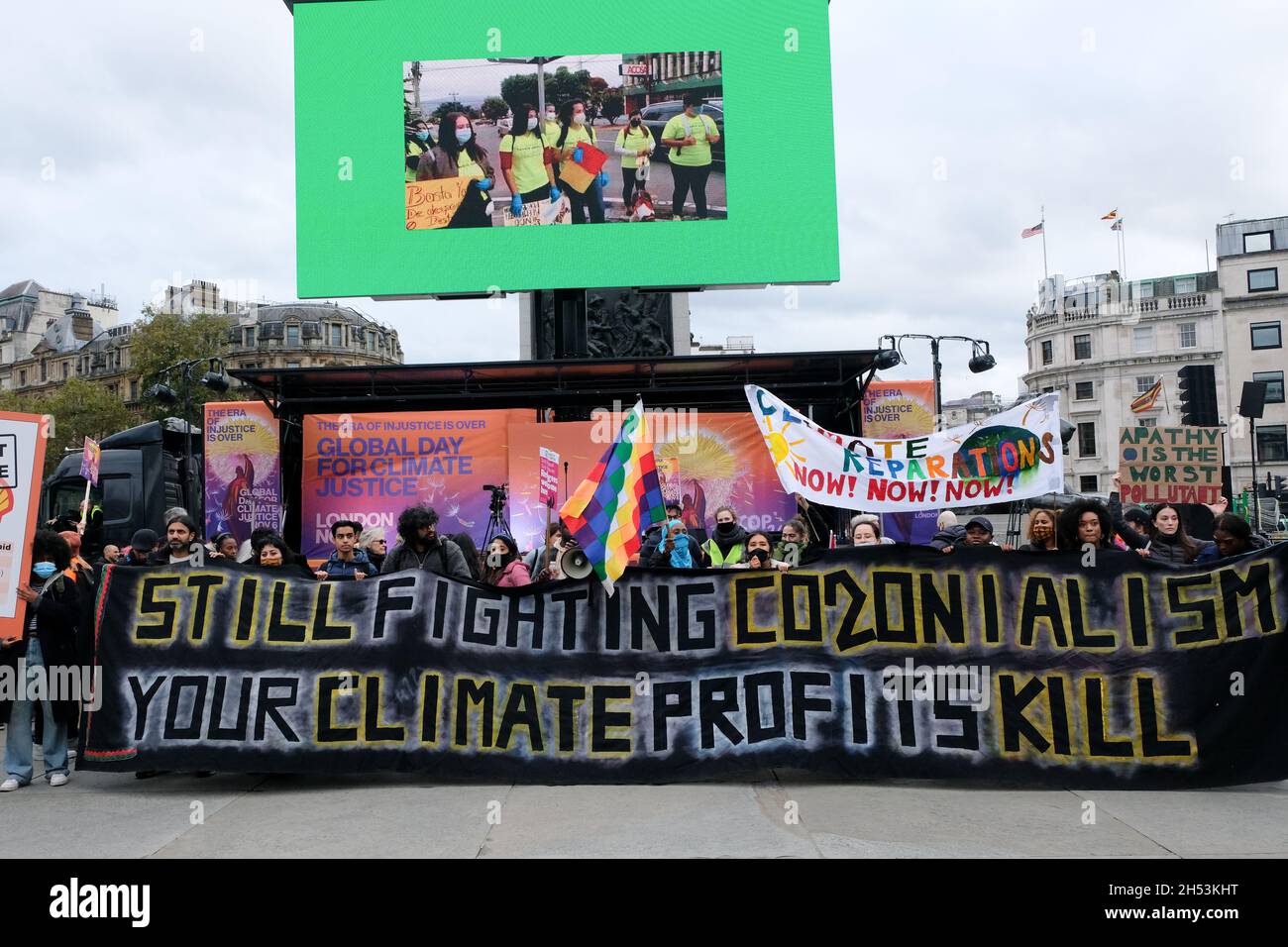 London, UK. 6th Nov 2021. People protest at the COP26 climate justice ...