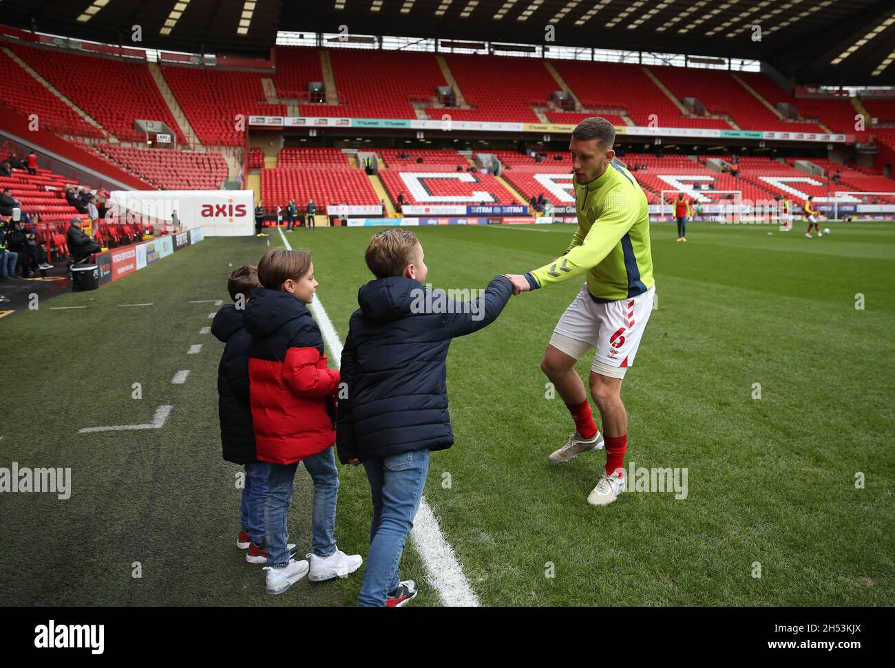 Charlton Athletic's Jason Pearce meets with supporters during the warm ...