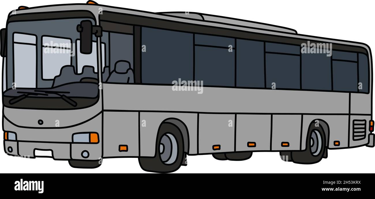 The vectorized hand drawing of a gray touristic bus Stock Vector Image ...