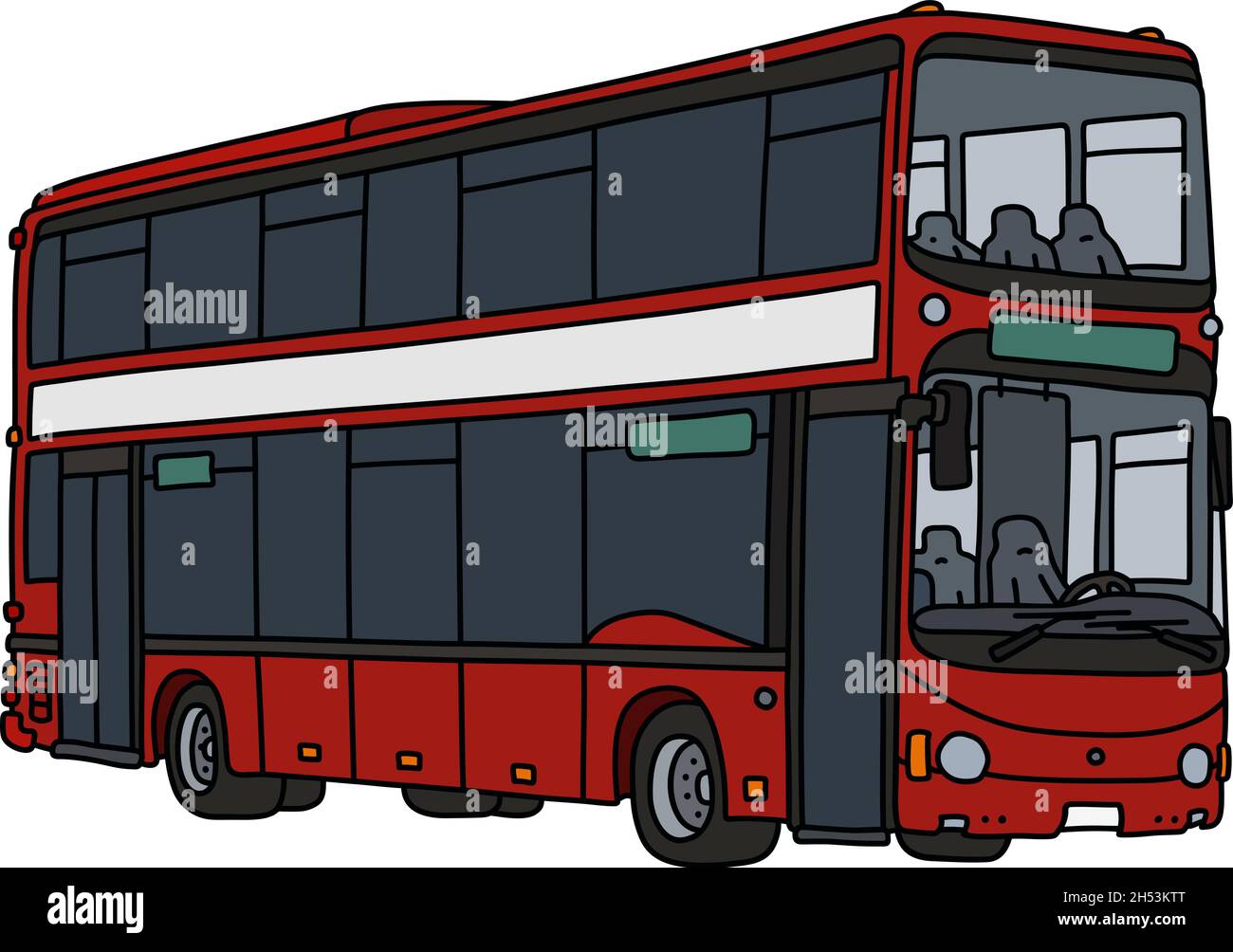 The vectorized hand drawing of a red double decker city bus Stock ...