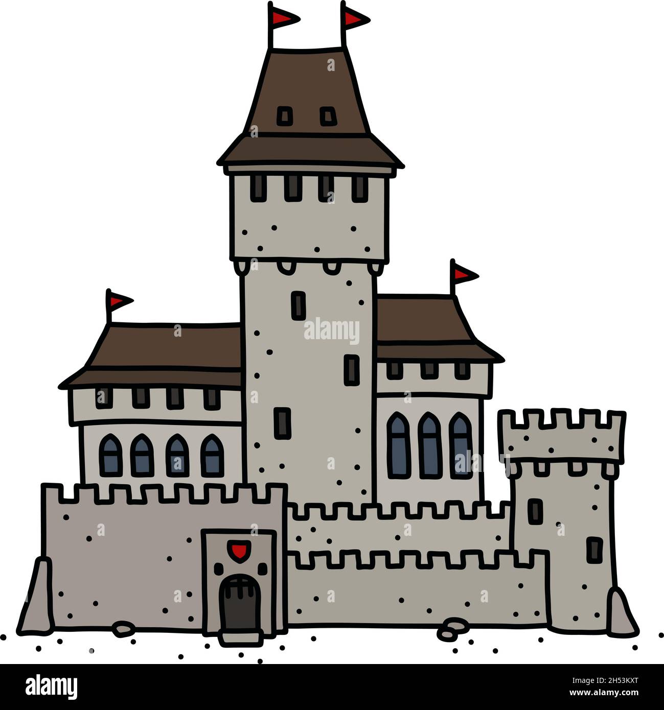 The vectorized hand drawing of an old stone castle Stock Vector Image ...