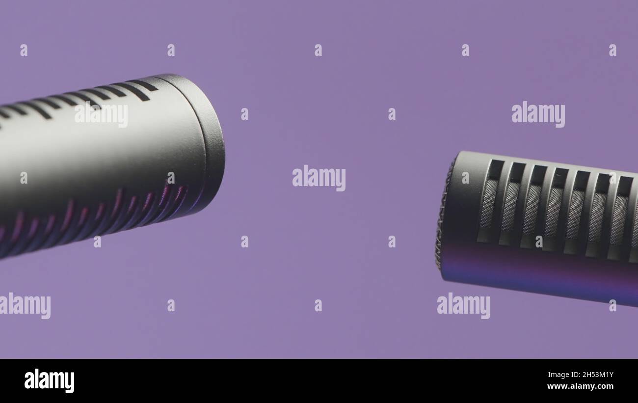 Two microphone on isolated background. Action. Modern professional ...