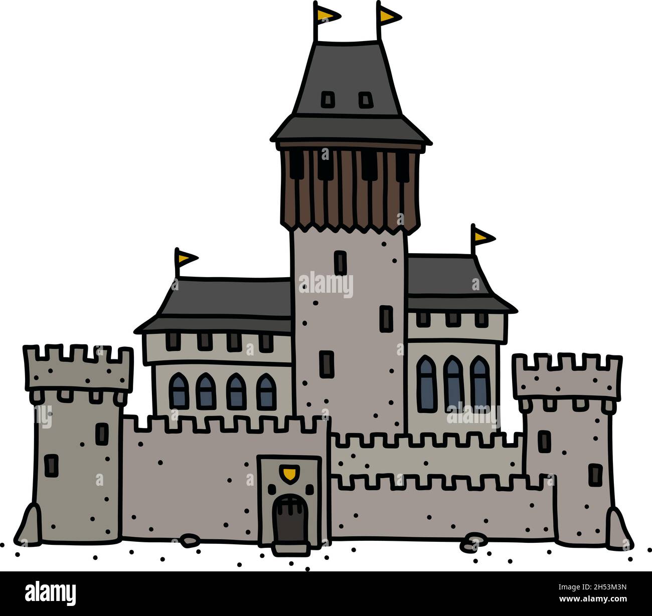 The vectorized hand drawing of an old stone castle Stock Vector Image ...