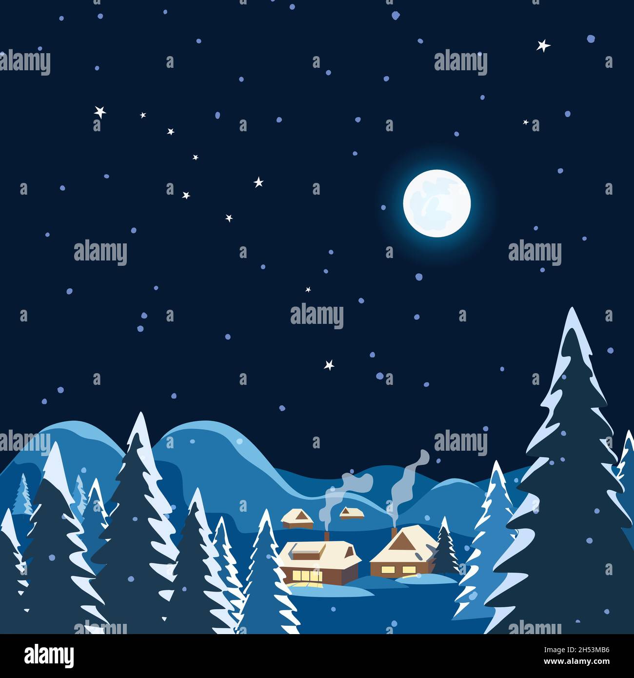 Night winter wonderland scenic Stock Vector Images - Alamy