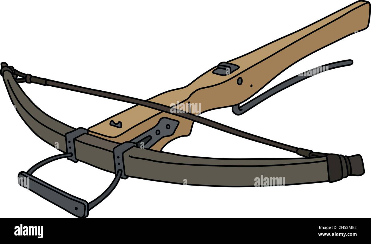 The vectorized hand drawing of a historical wooden crossbow Stock ...