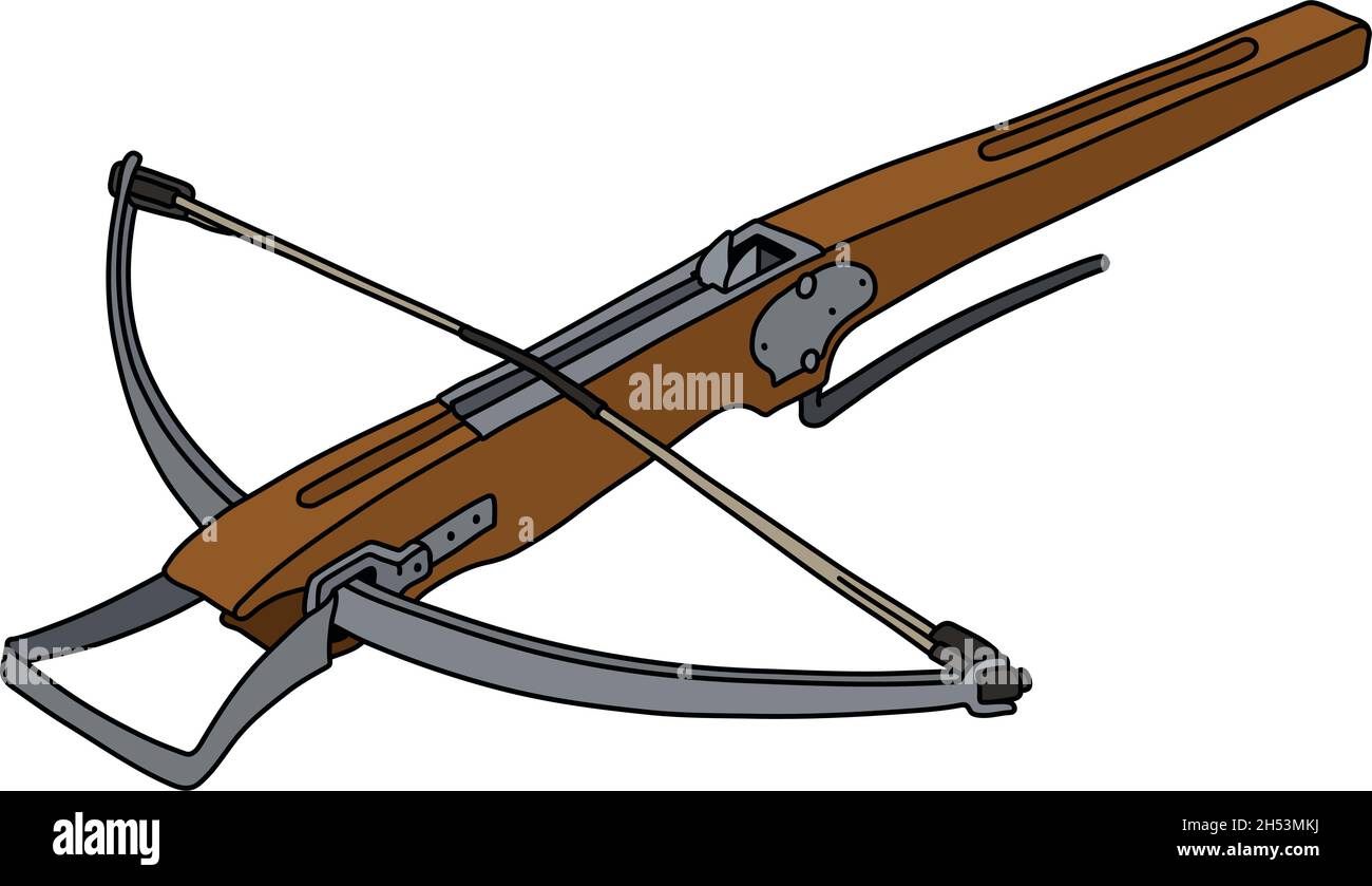 The vectorized hand drawing of a historical wooden crossbow Stock ...